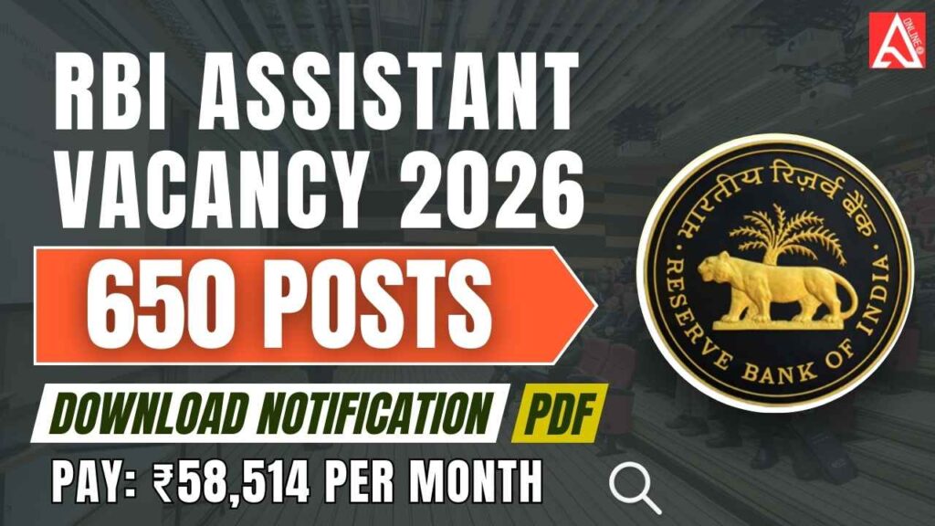 RBI Assistant Vacancy 2026 Notification PDF Out, Apply Online for 650 Posts